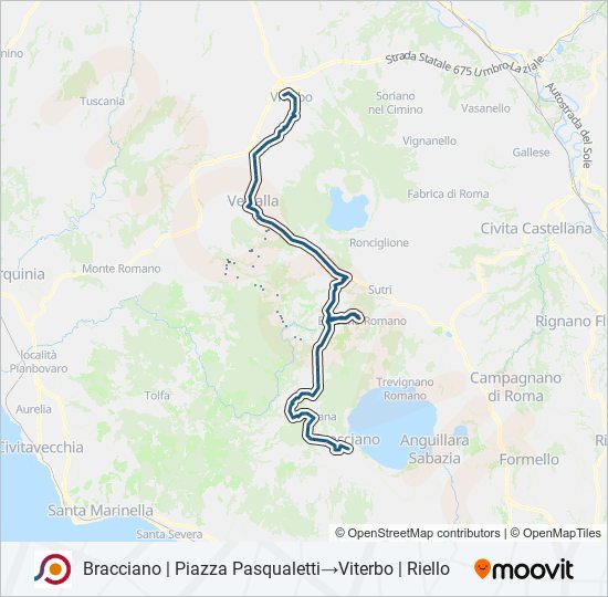 Linea cotral: orari, fermate e mappe - Bracciano | Piazza Pasqualetti‎→ ...