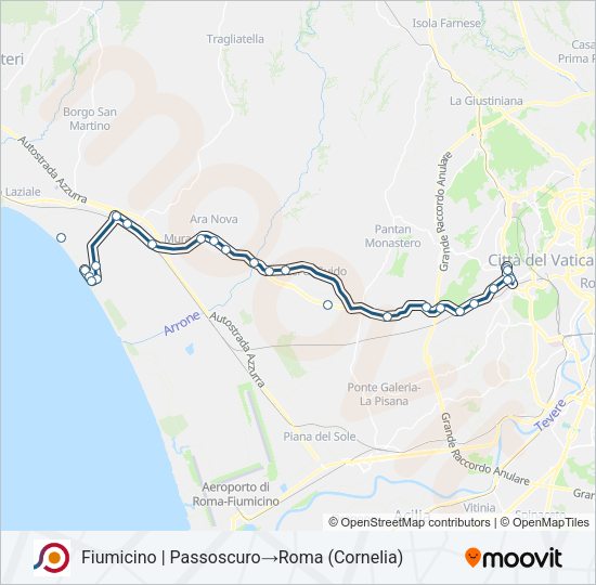 Linea COTRAL: orari, fermate e mappe - Fiumicino | Passoscuro‎→Roma ...