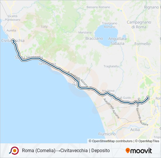 Linea cotral: orari, fermate e mappe - Roma (Cornelia)‎→Civitavecchia ...