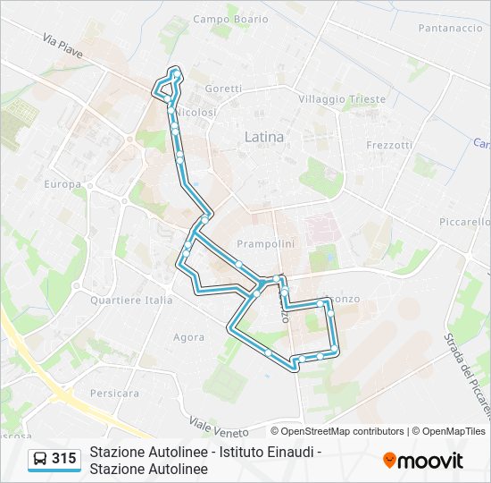 Linea 315: orari, fermate e mappe - Autolinee Latina (Aggiornato)