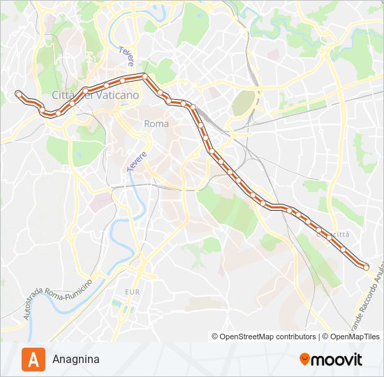 Linea a: orari, fermate e mappe - Anagnina (Aggiornato)