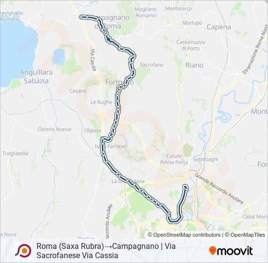 Linea cotral: orari, fermate e mappe - Roma (Saxa Rubra)‎→Campagnano ...