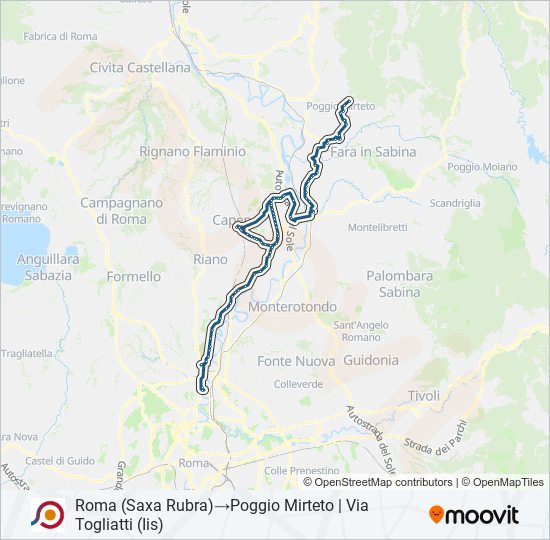 Linea cotral: orari, fermate e mappe - Roma (Saxa Rubra)‎→Poggio ...
