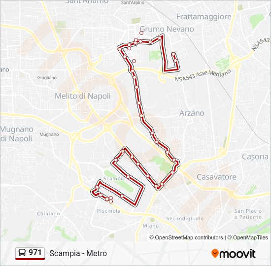 Linea 971: orari, fermate e mappe - Scampia - Metro (Aggiornato)