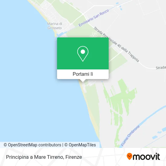 Come arrivare a Principina a Mare Tirreno a Grosseto con bus o treno?