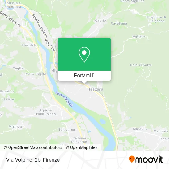 Come arrivare a Via Volpino, 2b a Filattiera con bus o treno?