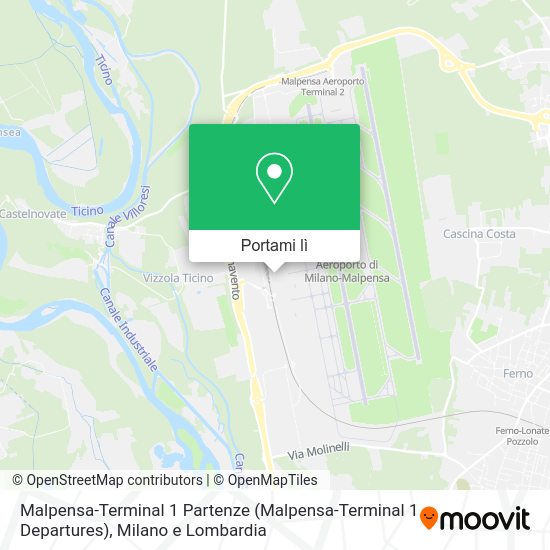 Come arrivare a Malpensa-Terminal 1 Partenze a Ferno con treno o bus?