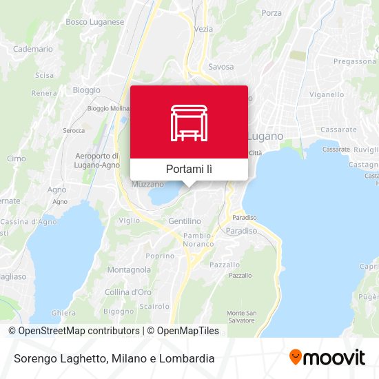 Come arrivare a Sorengo Laghetto a Collina D'Oro con treno o bus?