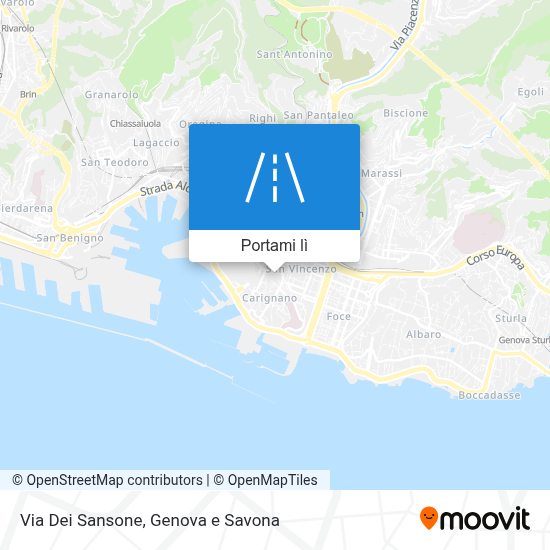 Come arrivare a Via Dei Sansone, Genova in bus o treno?