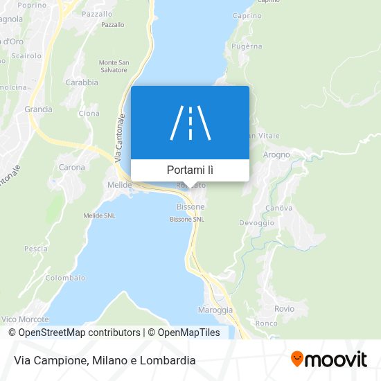 Come arrivare a Via Campione, Bissone in treno, bus o navigazione?