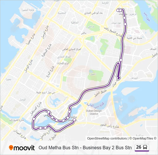 26 Route: Schedules, Stops & Maps - Oud Metha Bus Stn (Updated)