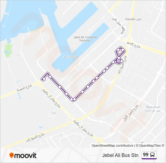 99 Route: Schedules, Stops & Maps - Jebel Ali Bus Stn (Updated)