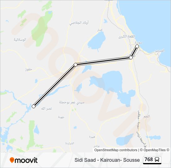 768 Itinéraire: Horaires, Arrêts & Plan - Sidi Saad - Kairouan- Sousse ...