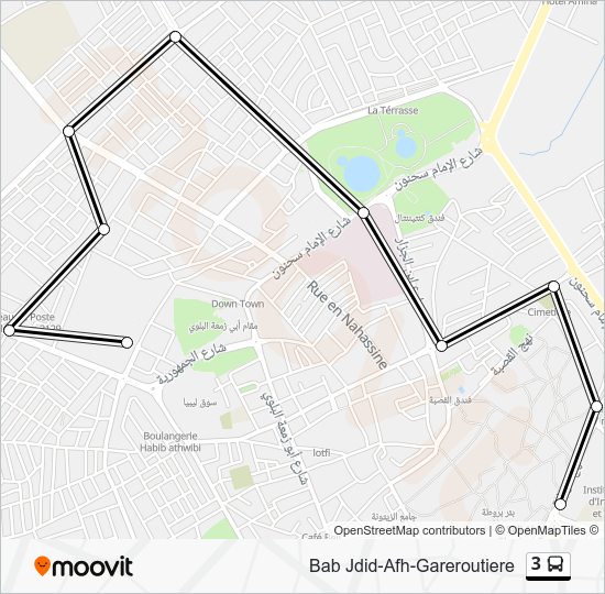 3 Itinéraire: Horaires, Arrêts & Plan - Bab Jdid-Afh-Gareroutiere (mis ...
