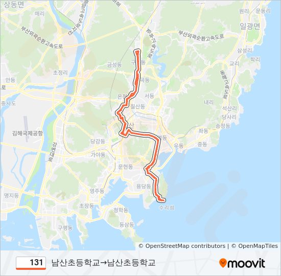 131 Route: Schedules, Stops & Maps - 남산초등학교‎→남산초등학교 (Updated)
