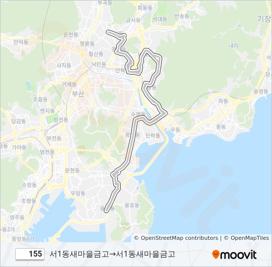 155 Route: Schedules, Stops & Maps - 서1동새마을금고‎→서1동새마을금고 (Updated)