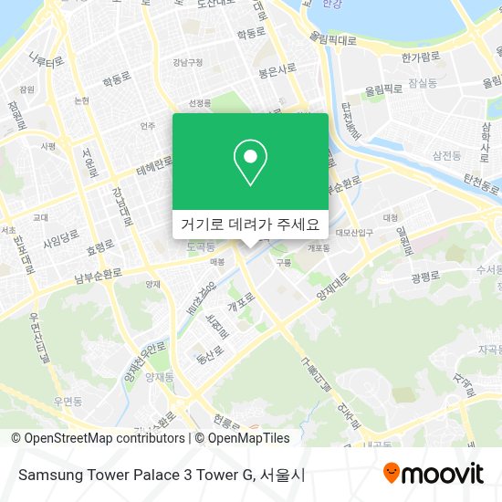지하철 또는 버스로 강남구, 서울시의 Samsung Tower Palace 3 Tower G에 어떻게 가나요?