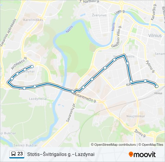 23 Route: Schedules, Stops & Maps - Lazdynai (Erfurto G.) (Updated)
