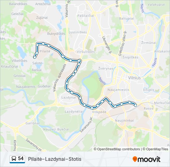 54 Route: Schedules, Stops & Maps - Pilaitė (Updated)