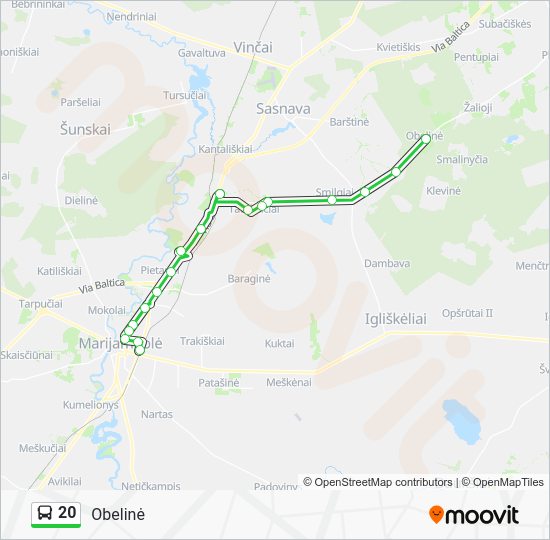 20 Route: Schedules, Stops & Maps - Obelinė (Updated)